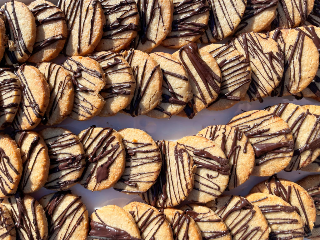 Almond Oat Sable Cookies with Dark Chocolate - Greenleaf Platters